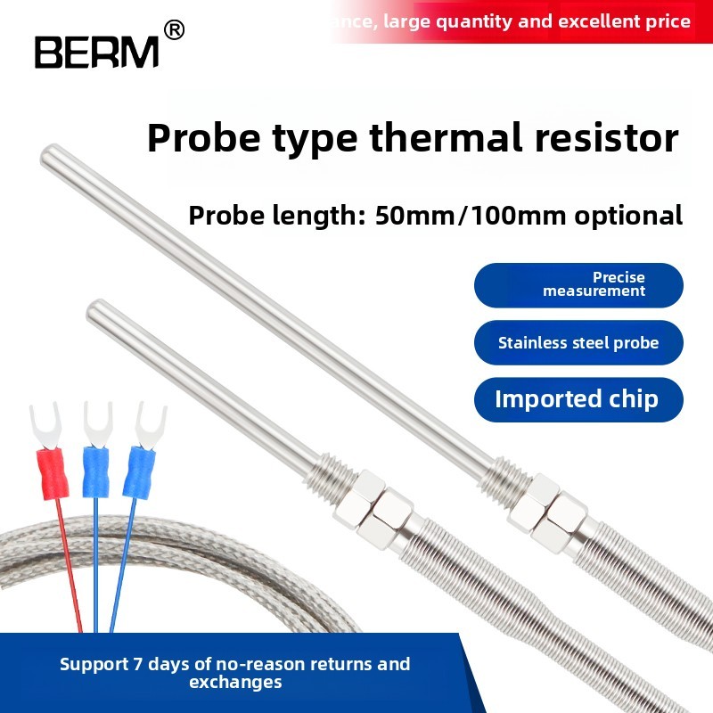 PT100 Temperature Sensor Probe Platinum Thermal Resistance Three-Wire ...