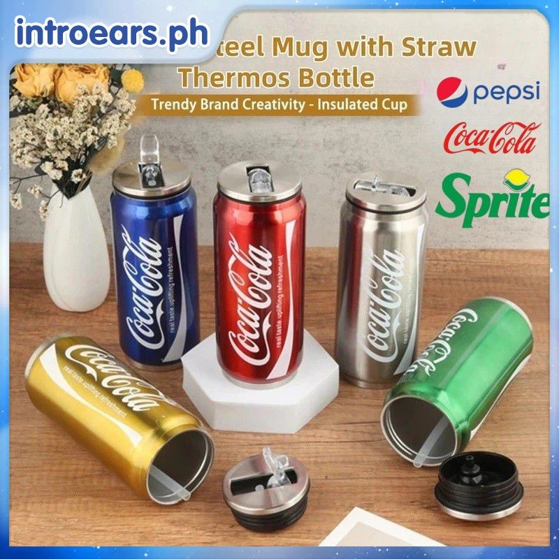 INTR 500ml Coke Shape Straw Cup Sprite Stainless Stee Thermos Cup ...