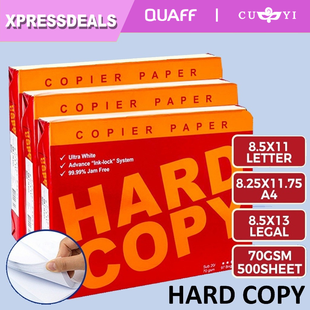 ️[1 REAM] HARD COPY RED 70 GSM Bond Paper Inkjet Paper (500 Sheets/Ream ...