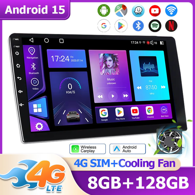 (Cooling System+4G SIM) Android Car Stereo 8Core 8GB+128GB Car Stereo ...