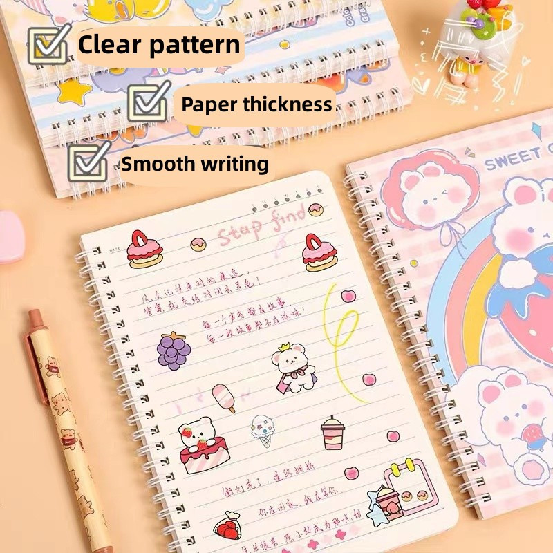 A5 Cartoon Coil Notebook Spiral Landscape aesthetic notepad Student ...