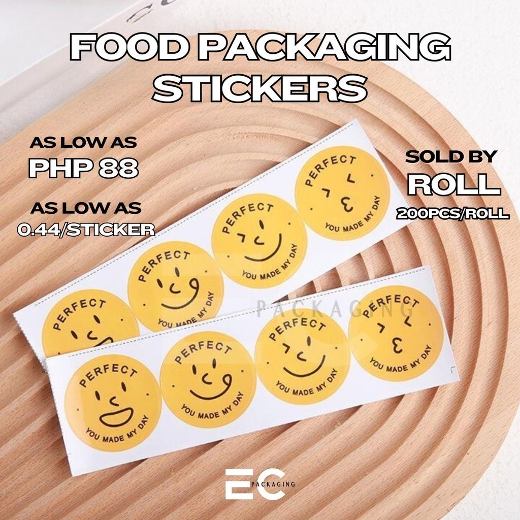 EC 5CM FOOD PACKAGING STICKER 200PCS/ROLl THANK YOU STICKER SEAL SELF ...