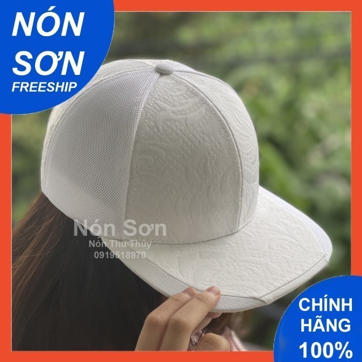 Son Snapback Hat White Pattern with horizontal beak hip hop style ...