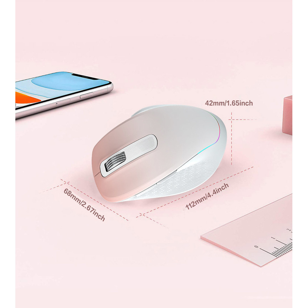 LED Backlit Bluetooth Wireless Mouse 2.4G Dual Mode Plug and Play 1600 ...