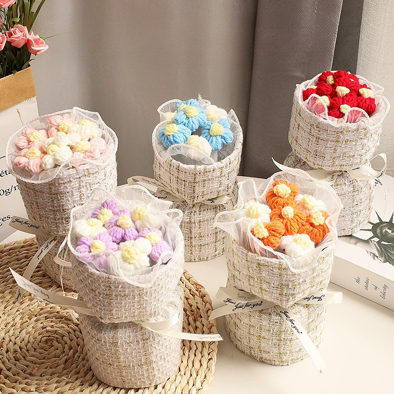 Rose Knitted Bouquet Flower Bundle Handmade Flower Bundle Finished ...