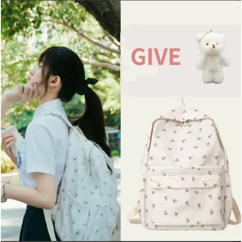 Texture, Western Style, Tulip Pattern, Fresh and Simple Campus Backpack ...