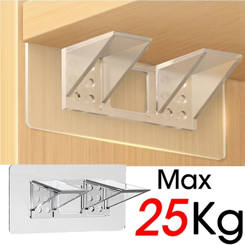 2Pcs Adhesive Shelf Clamp Support Bracket No Drilling Required Shelf ...
