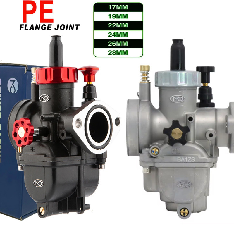 2T 4T Carburetor PE17 19 22 24 26 28mm Flange Motorcycle Engine PE Carburetor With Jets For ...