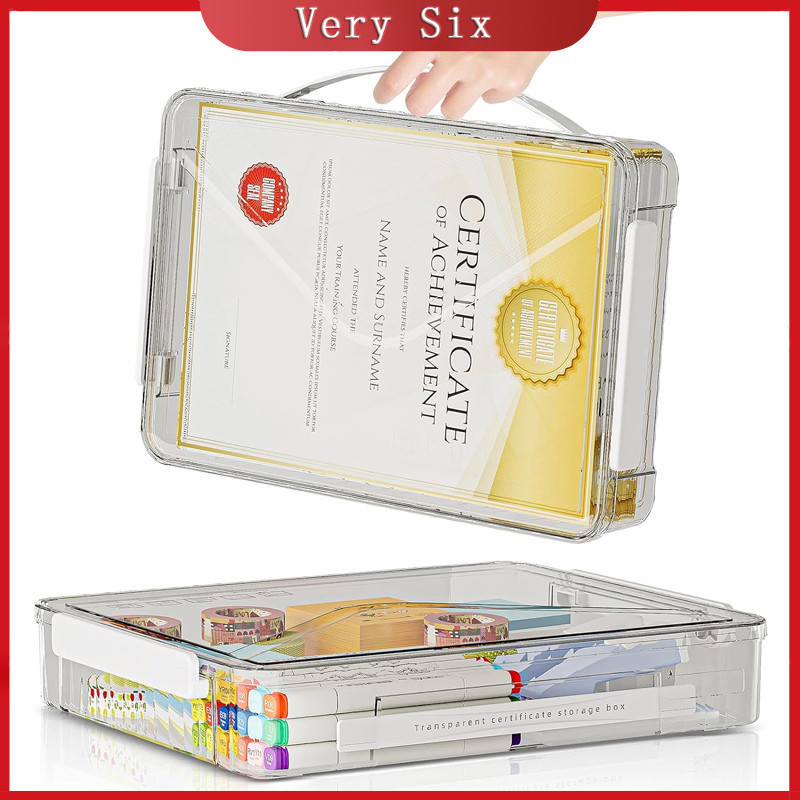 36x24cm Transparent Document Certificate Storage Box Important Papers ...