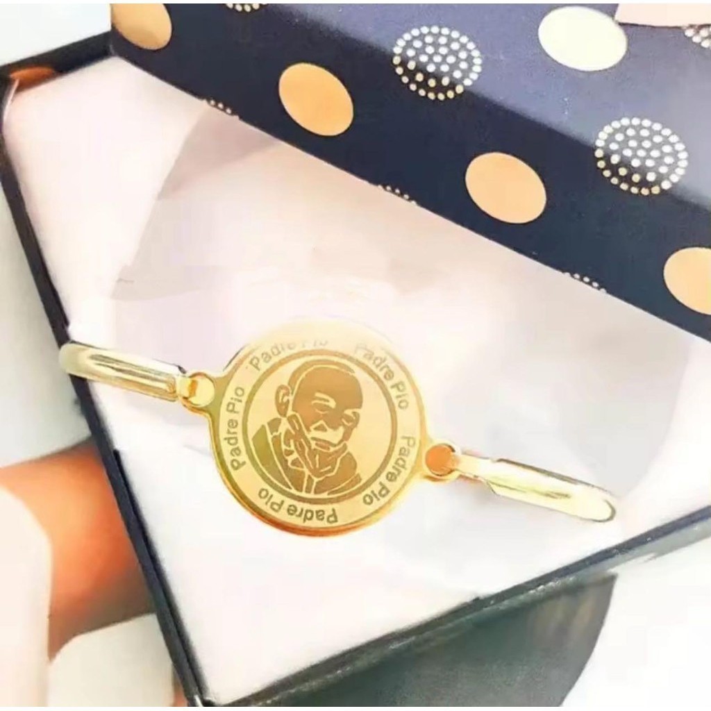 PADRE PIO Bangle Stainless Steel Gold Padre Pio For Women Man 2024 New ...