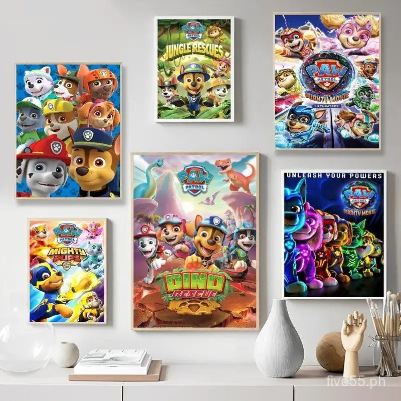 Paw Patrol-Nordic Aesthetic Canvas Painting, Dog Wall Poster, P-Patrol ...