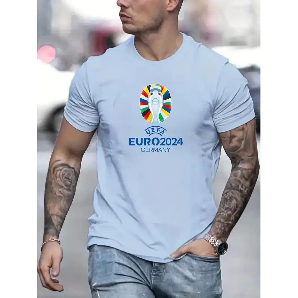 Mens European Cup 2024 Germany Uefa Euro Euro2024 Light Blue T-Shirt ...
