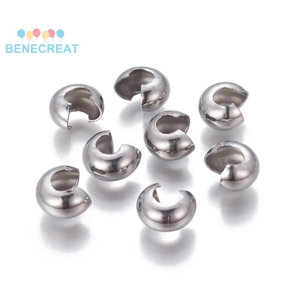 20pc 304 Stainless Steel Crimp Beads Covers Stainless Steel Color 10 ...