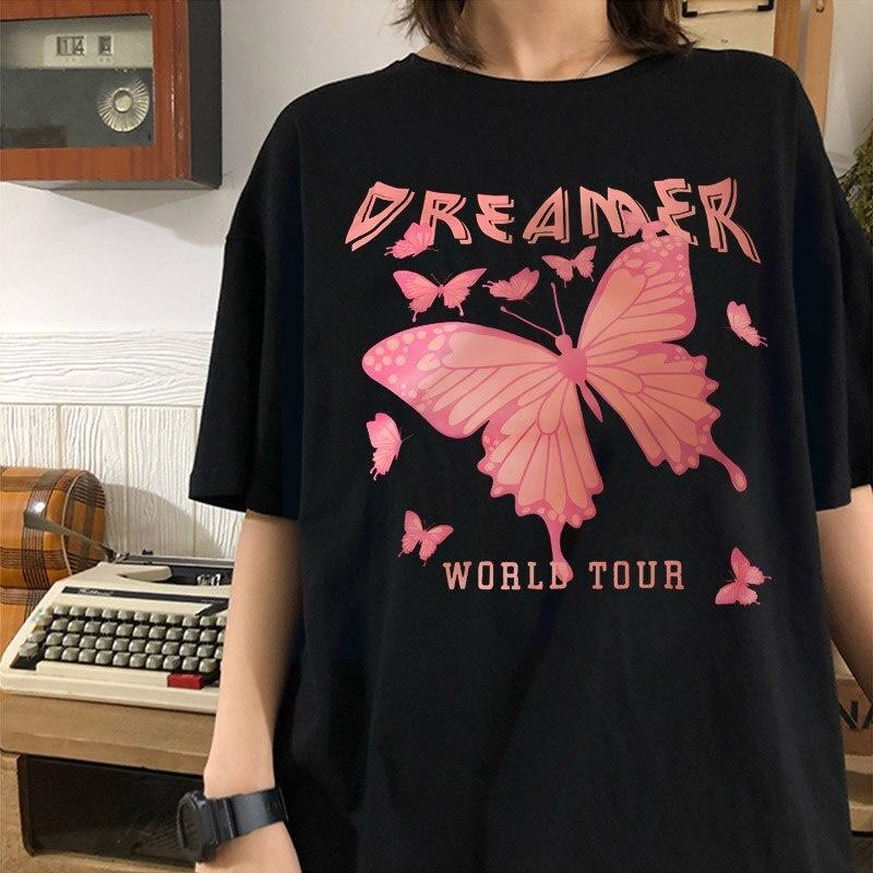 manila grey x dbtk Women Butterfly Print Streetwear T-shirts Short ...