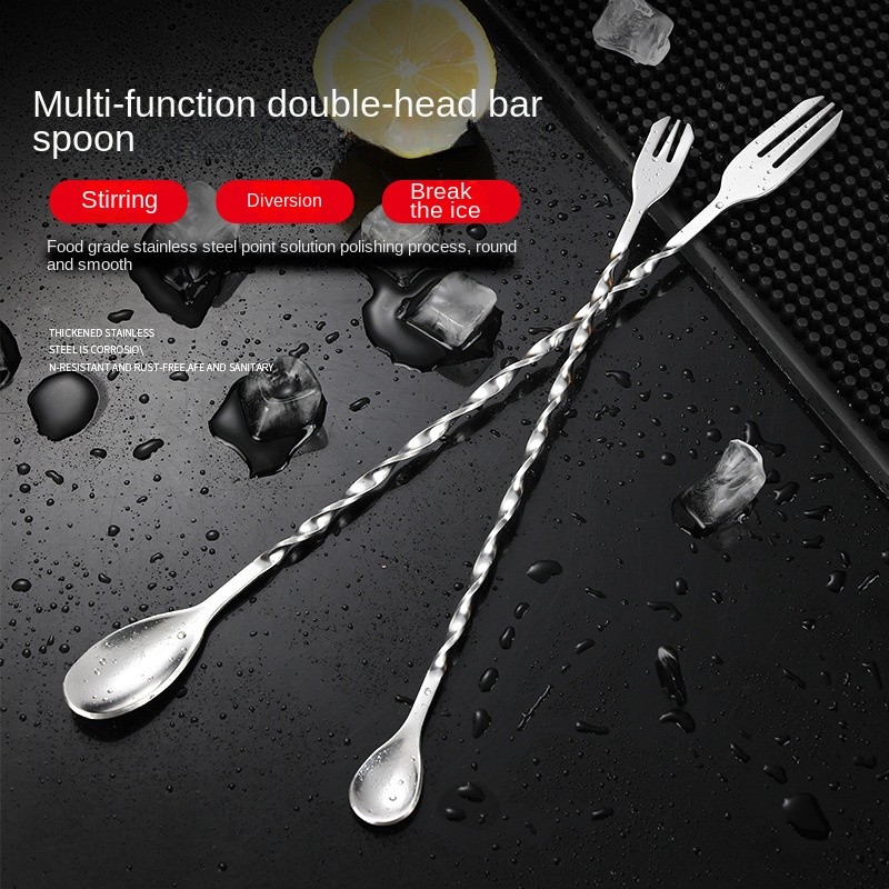 Stainless Stirrer Bar Spoon 2 Head Milktea Stirrer Coffee Stirer ...
