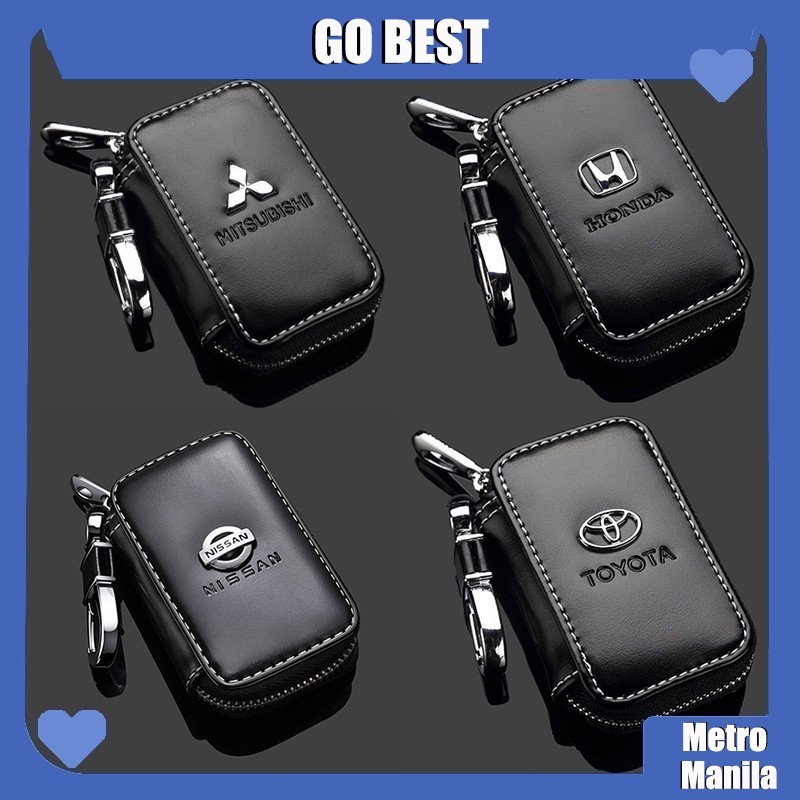 Genuine Leather Key Wallets Double Zipper Car Key Holder | Shopee ...