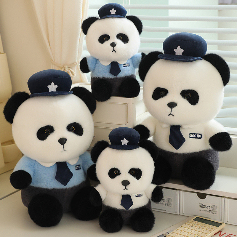 New cute police panda doll creative plush toy bear doll event ...