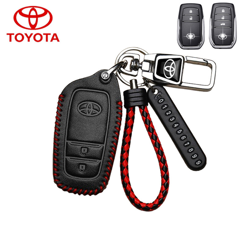Genuine Leather Car Remote Key Case For Toyota Fortuner/Hilux/Revo ...