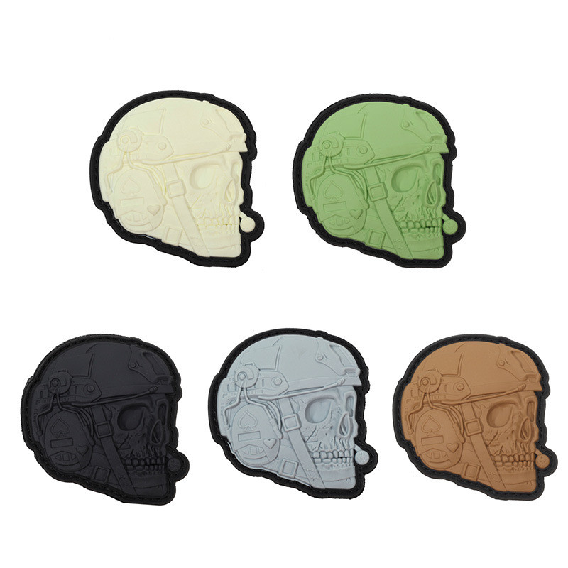 【Customized】QN Tactical operator skull PVC luminous morale badge3D ...