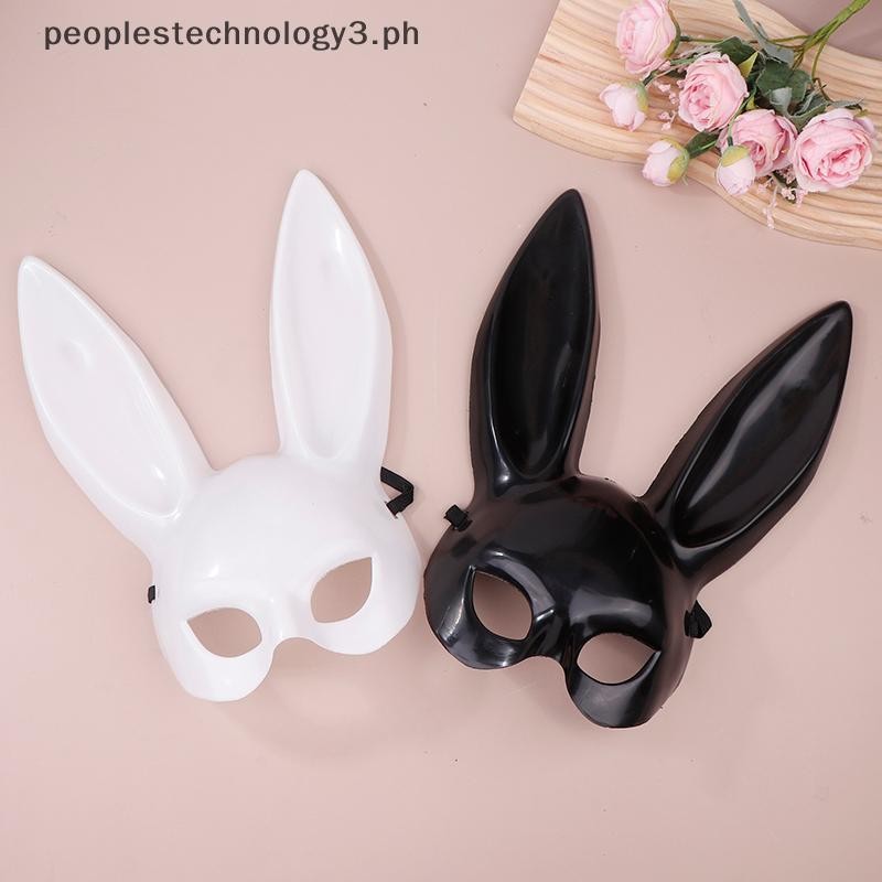 # Halloween # Half Face Rabbit Mask Black White Halloween Mask ...