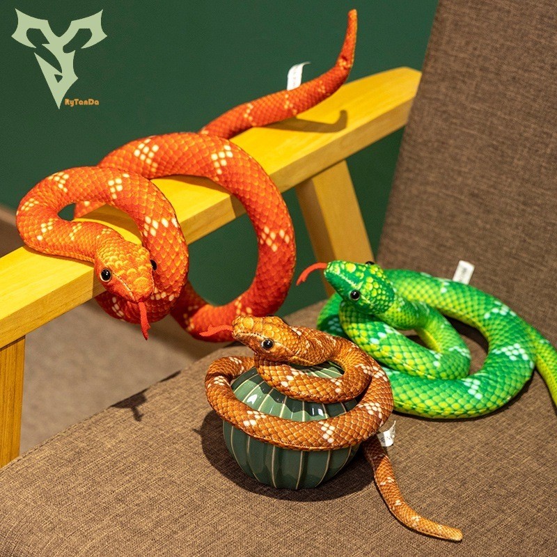 Creative Realistic Snake Plush Toy Python Doll Spotted Snake Halloween ...