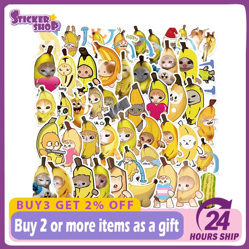 50pcs Cute Funny Banana Cat Meme Stickers Toy DIY Laptop Luggage Fridge ...