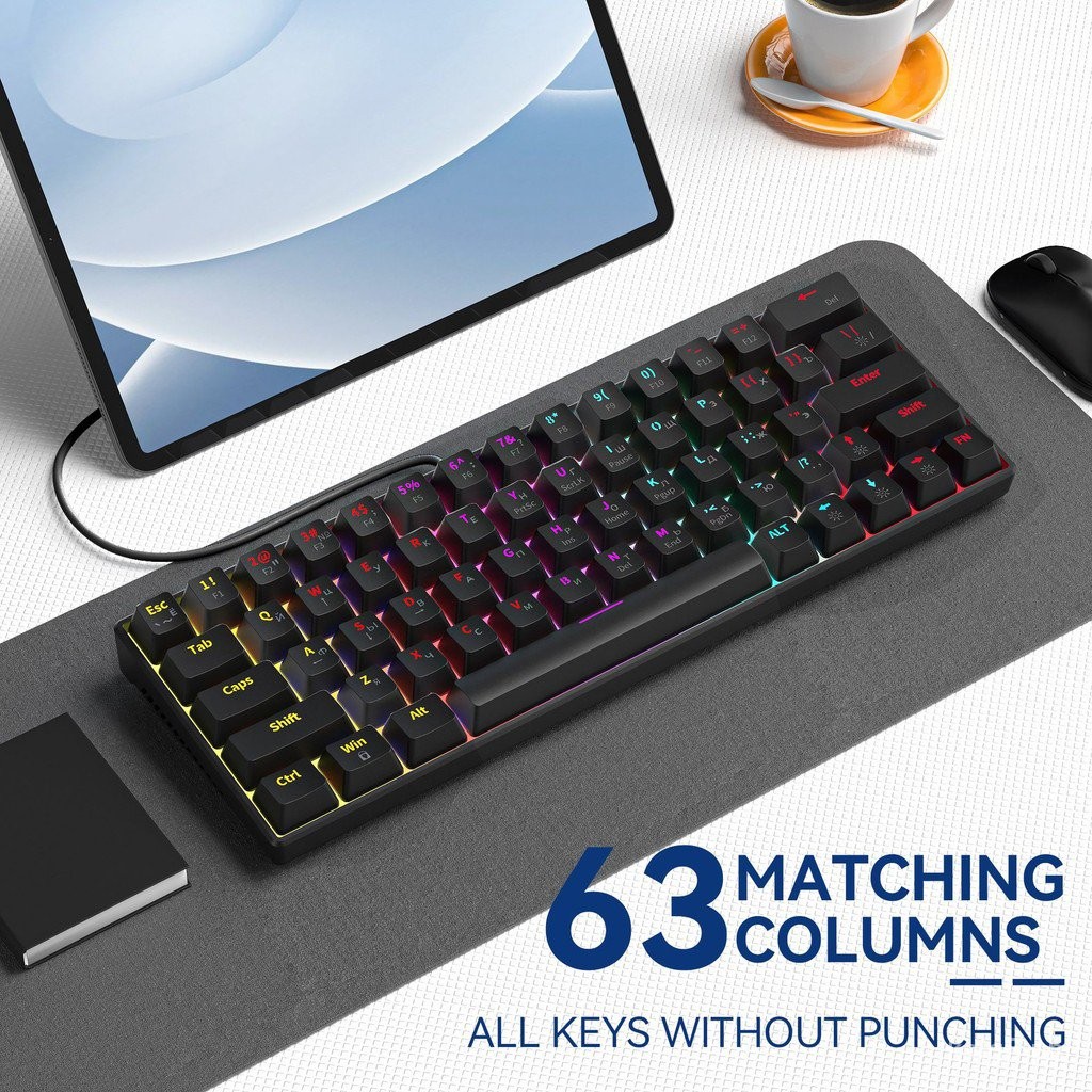 Cross-BorderKA646Russian Mechanical Keyboard Mixed Light Hot Plug Green ...