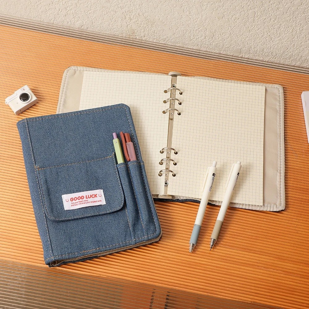 Denim Cover Notebook Binder A5 Size Y2K Kpop Loose Leaf Book With Pen ...