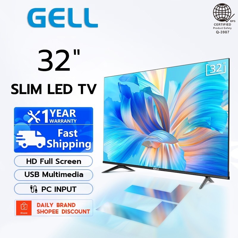 GELL 32 Inch Smart TV Flat Screen LED TV 32 Inch TV Multi-Ports Monitor ...