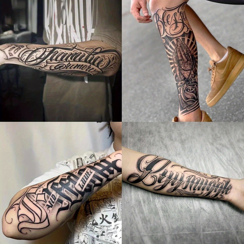 1 Sheet Arm Legs Cool Flower Tattoo Sticker Waterproof Long Lasting Arm ...