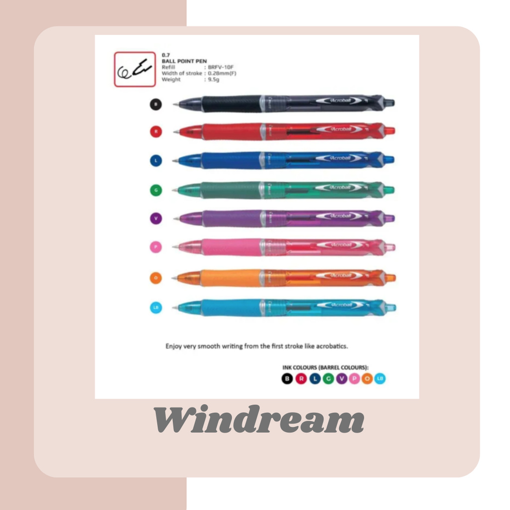 Pilot Acroball Colored Ballpen retractable BPAB-15F | Shopee Philippines