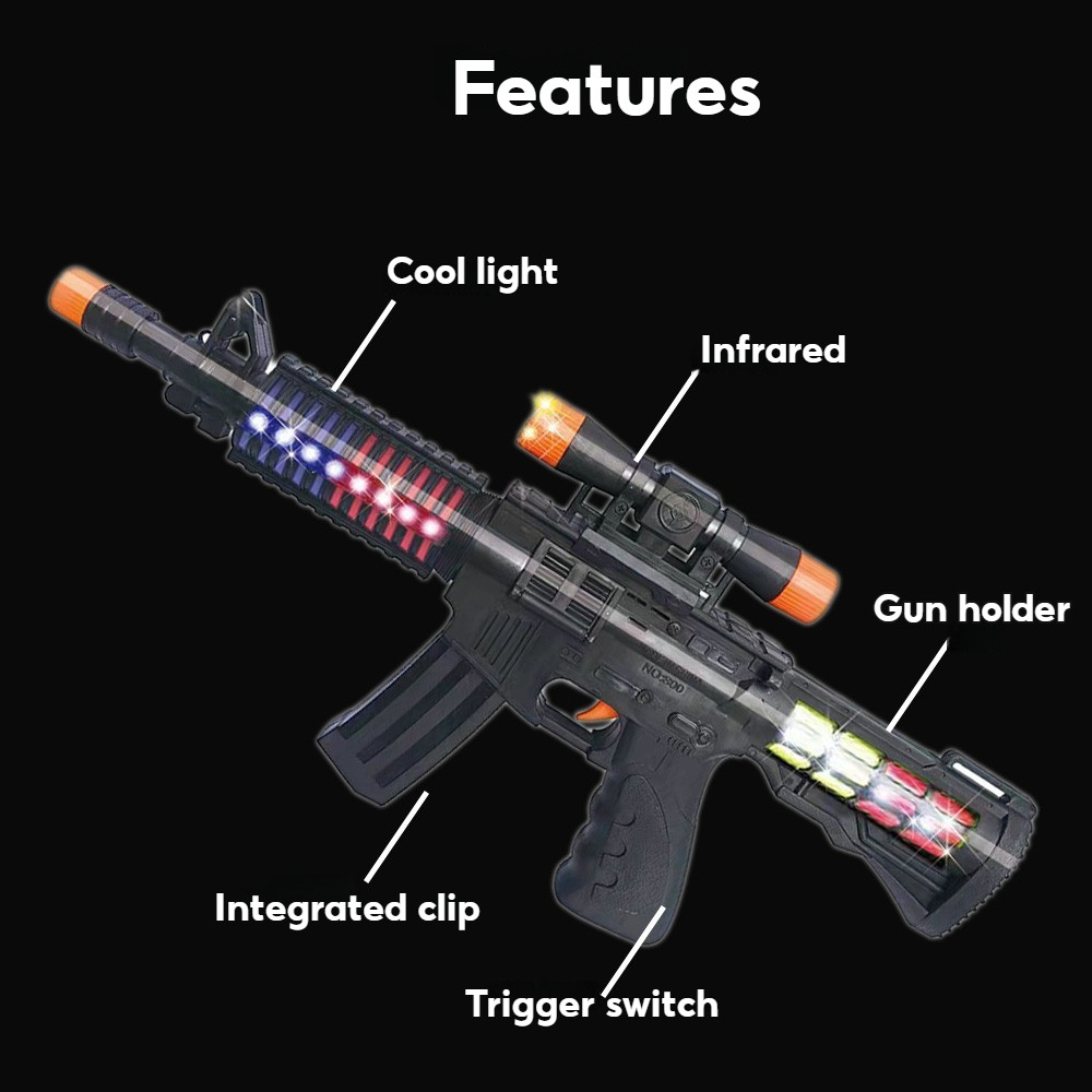 Children's Electric Toy Gun Lighting Music Vibration Revolver ...