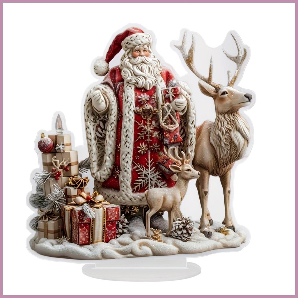 Santa Claus Statue Elk Statue Christmas Figurines Desk Decor Christmas ...