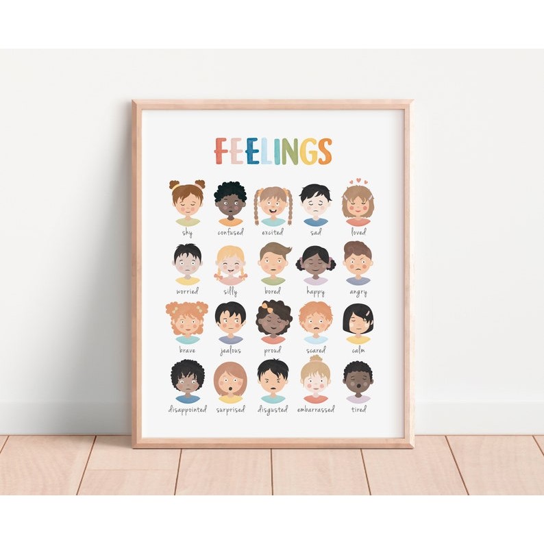 Rainbow Feelings Chart School Counselor Therapy Office Decor Emotions ...