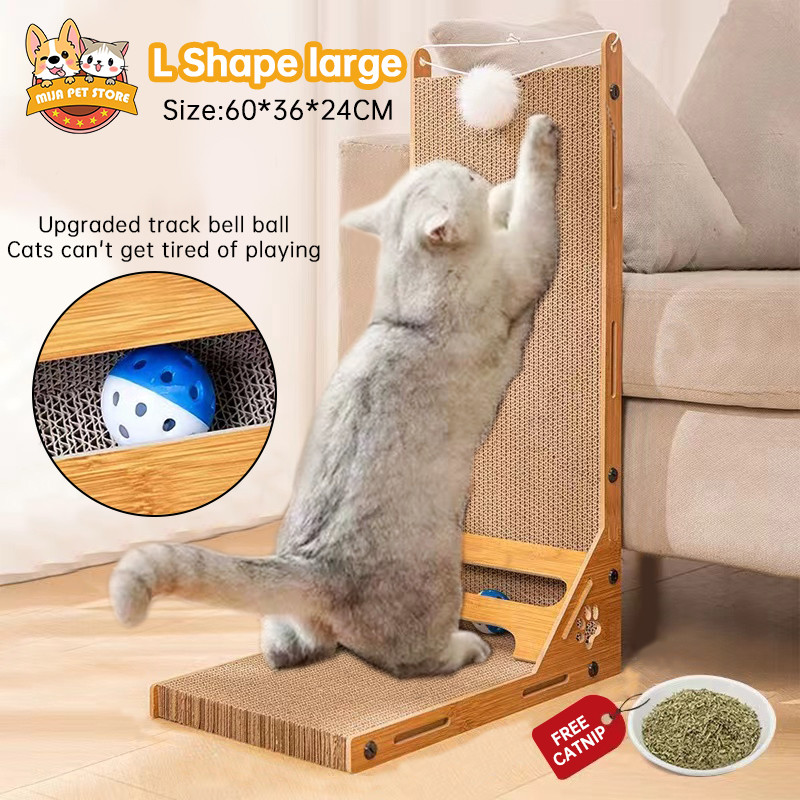 L-Shaped Cat Scratching Post Collapsible Cat Scratch Board Vertical ...