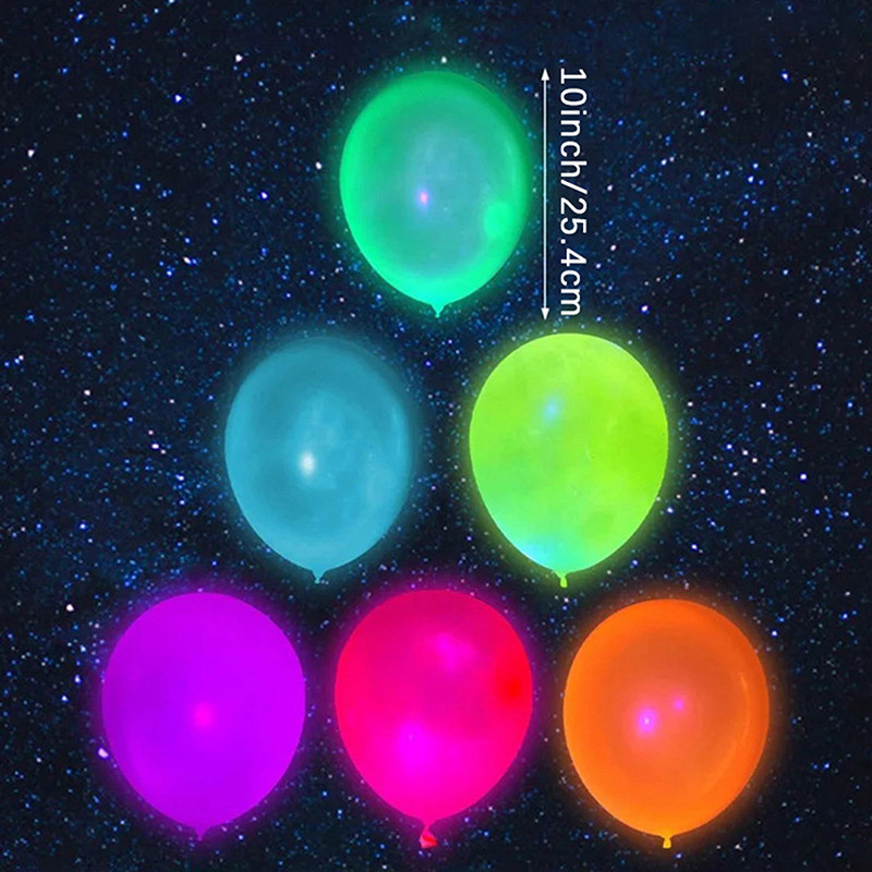 GMARTY 10Pcs Neon Glow Balloons Reusable Glow In The Dark Balloon 10 ...