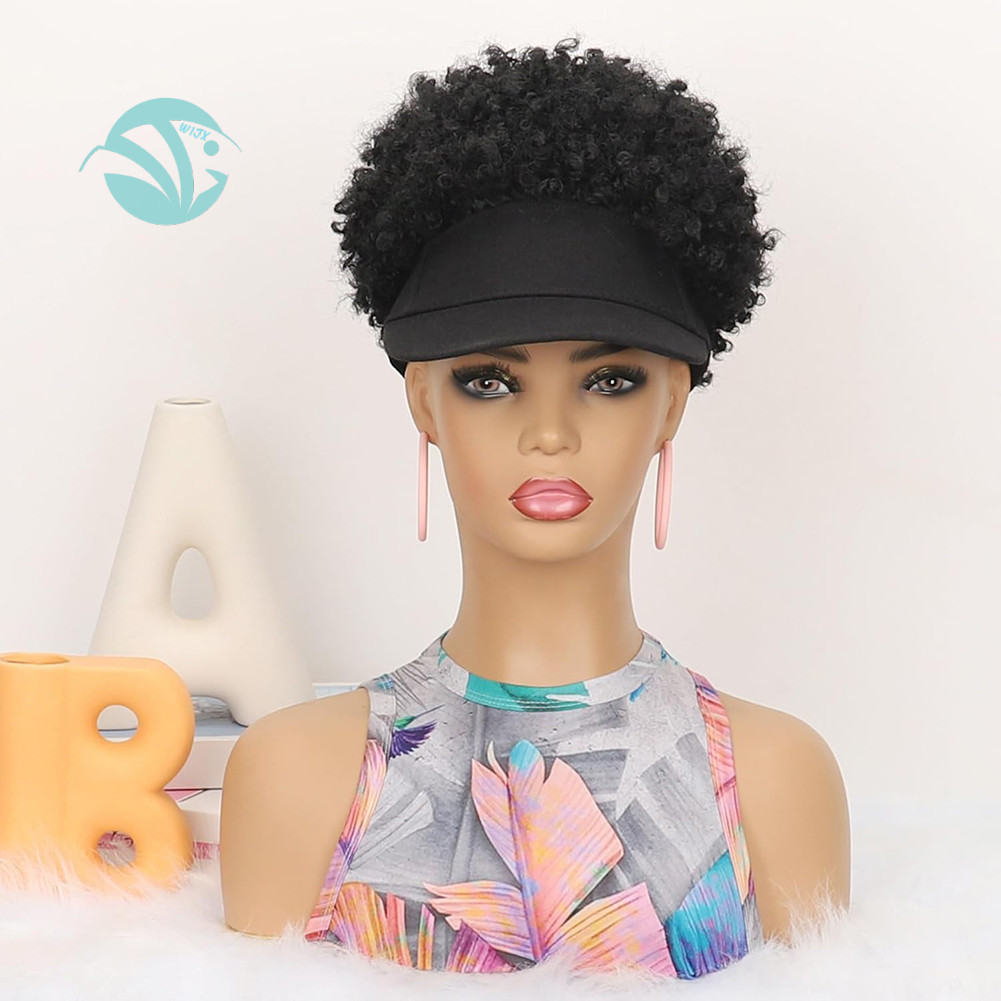 Hat Wig For Women Curly Synthetic Wig With Hat Attached For Daily Party ...