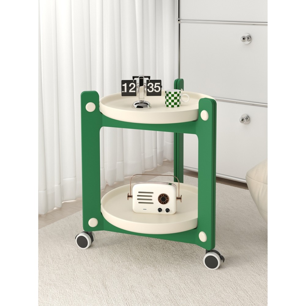 Small Round Table Coffee Table Movable Sofa Side Table Storage Rack ...