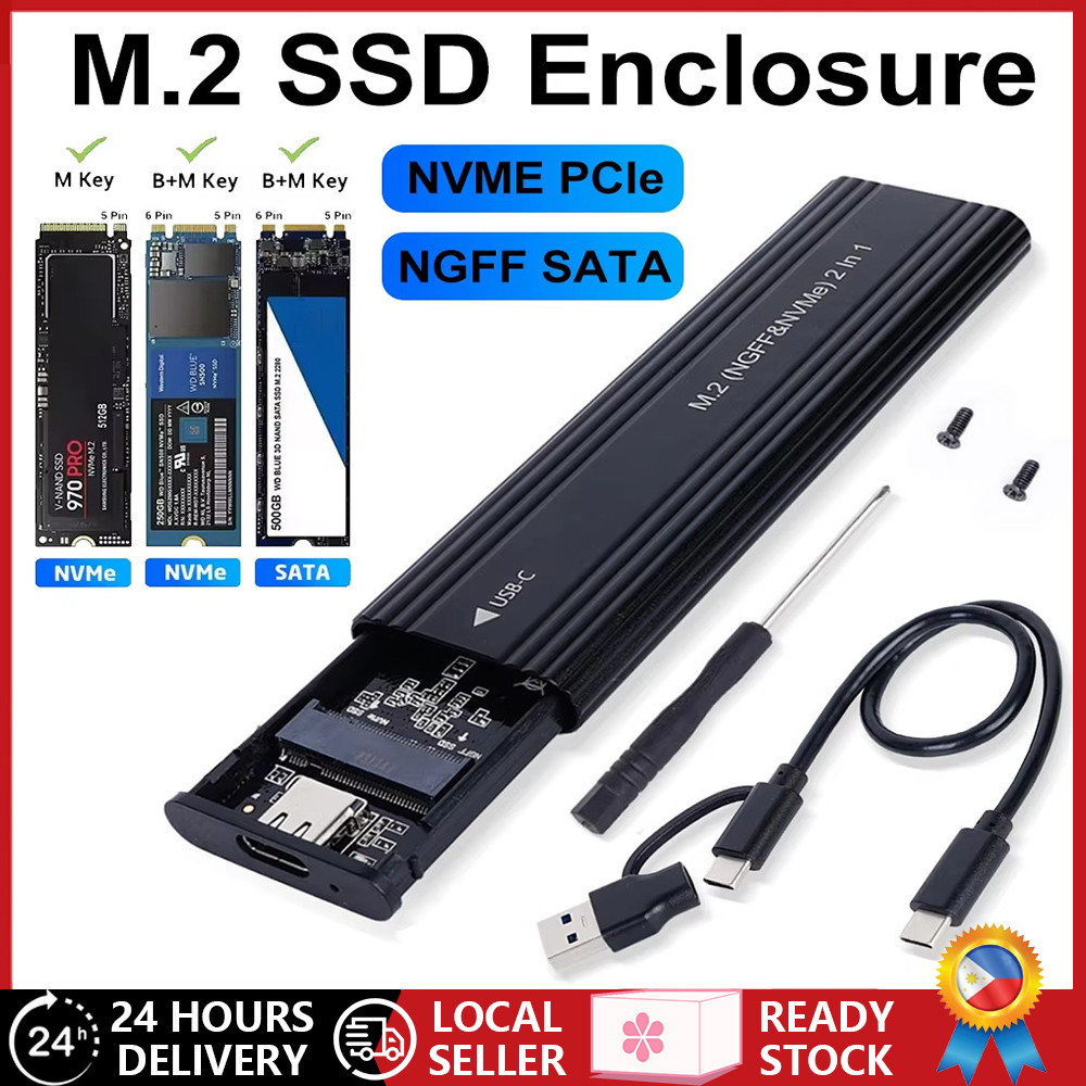 [Local Shipment] M2 SSD Case NVME SATA Dual Protocol M.2 to USB Type C SSD Enclosure Adapter ...
