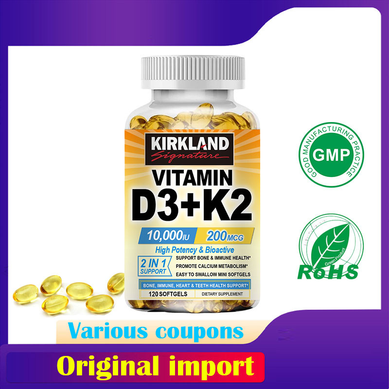 KIRK--LAND D3K2 Vitamin Supplement 10000 IU D3 + 200mcg K2, with ...