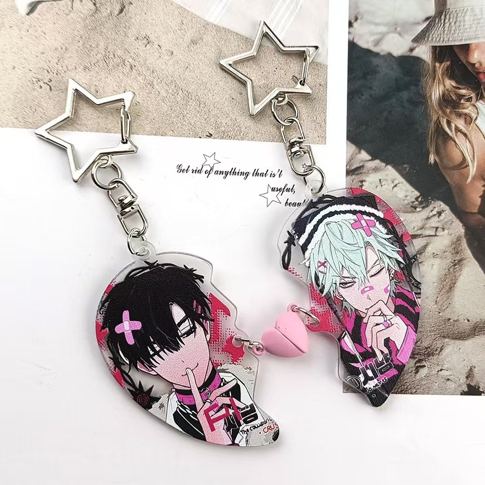 Alien Stage IVAN & TILL Keychain Love Heart Magnetic Couple Keyrings ...