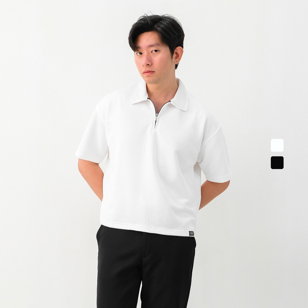 KEMCOW Zuma Zipper Boxy Polo Shirt | Men's Knit Polo Shirt | Men's Boxy ...