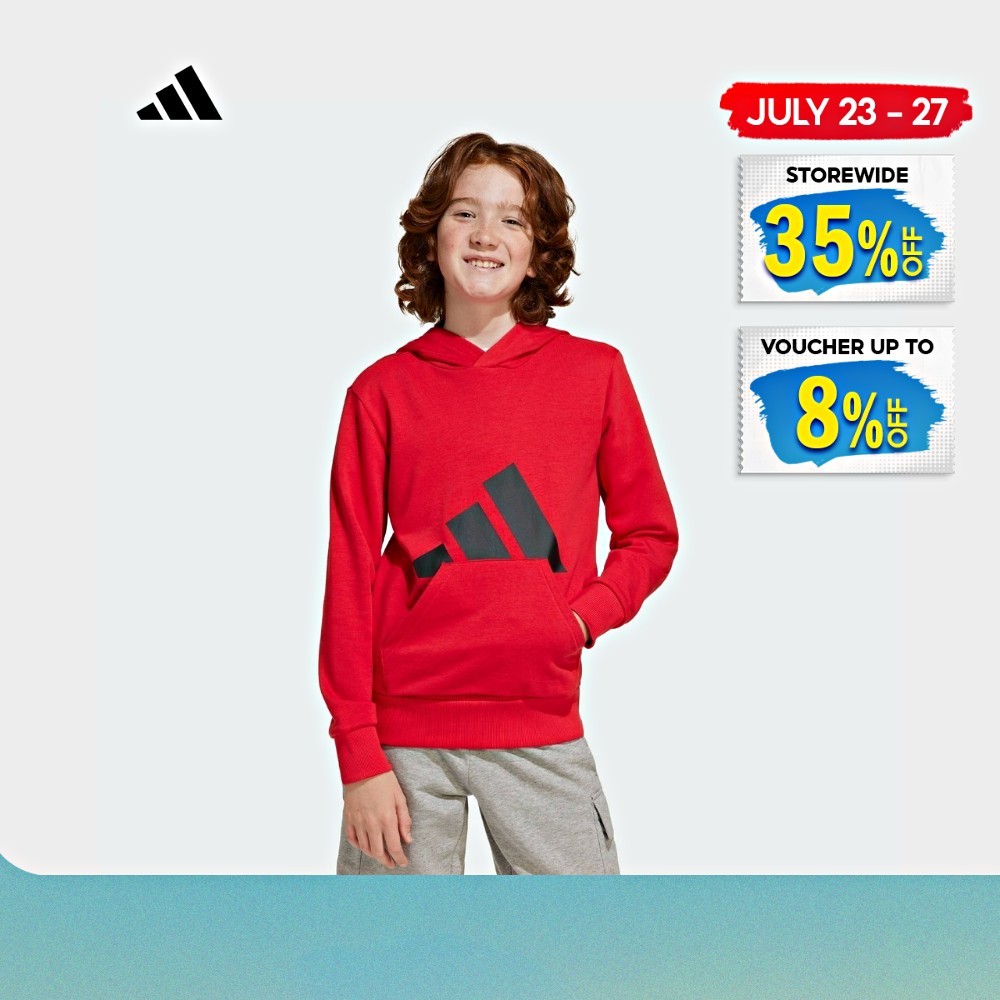 adidas Lifestyle Essentials Hoodie Kids Unisex Red JE1389 | Shopee ...