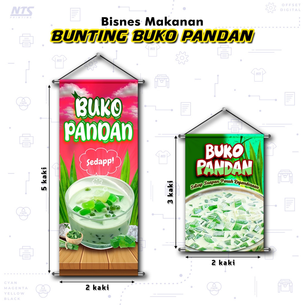 Buko Pandan Bunting DESIGN - Thick / Waterproof / Durable - Food ...