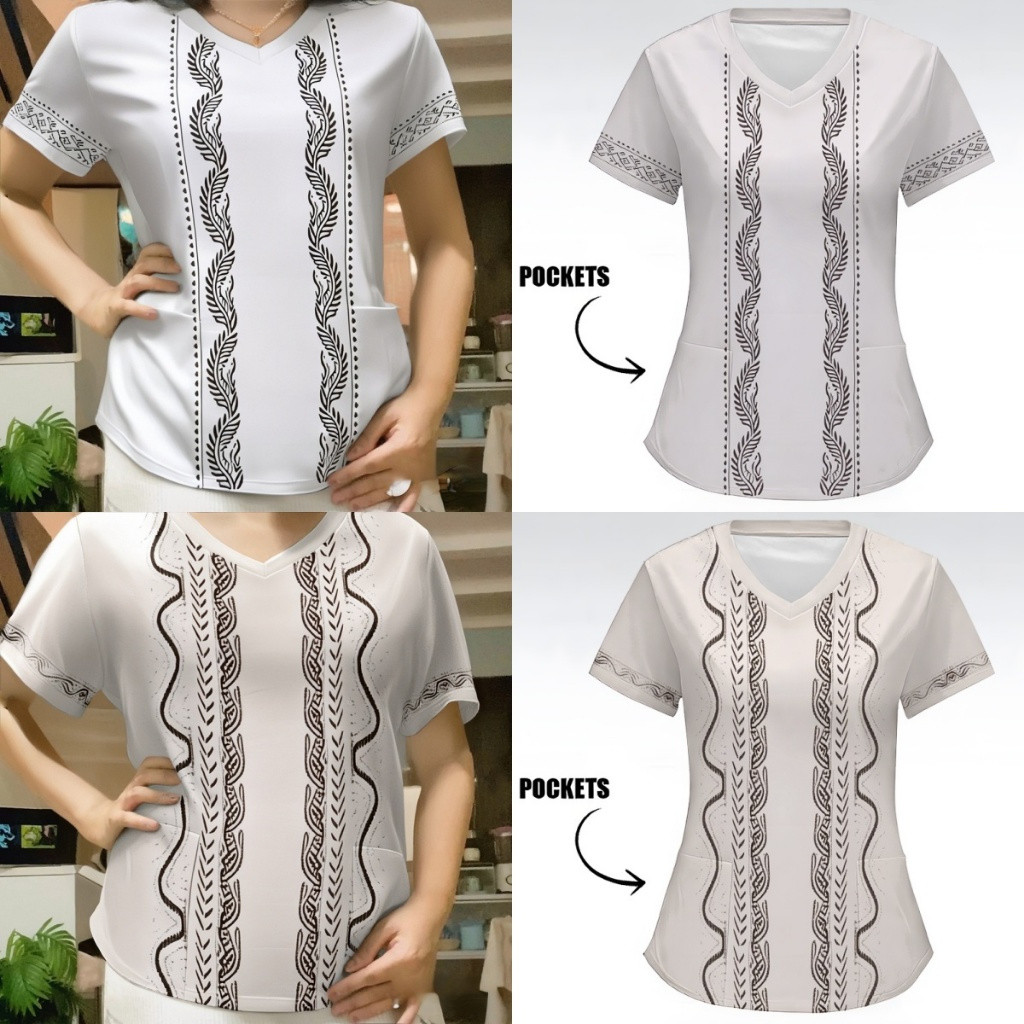 (Double Pocket) Modern Asean Attire For Women Barong Tagalog Ethnic ...