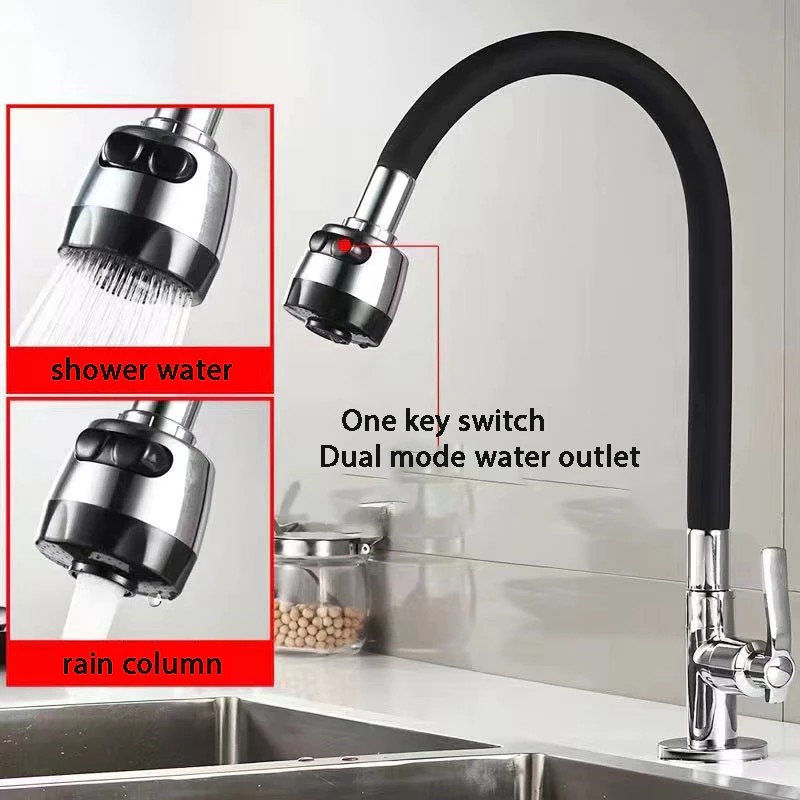 360° Rotating Wall Mounted Single Cold Kitchen Faucet, Flexible ...