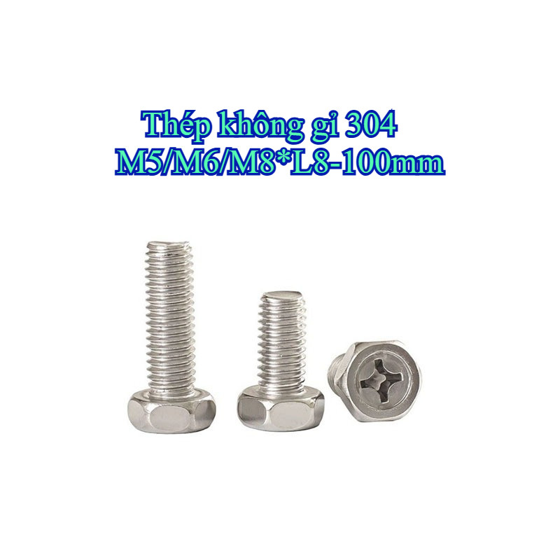 304 Stainless Steel Cross Groove Groove Outer Hexagon Bolt M5/M6/M8 ...