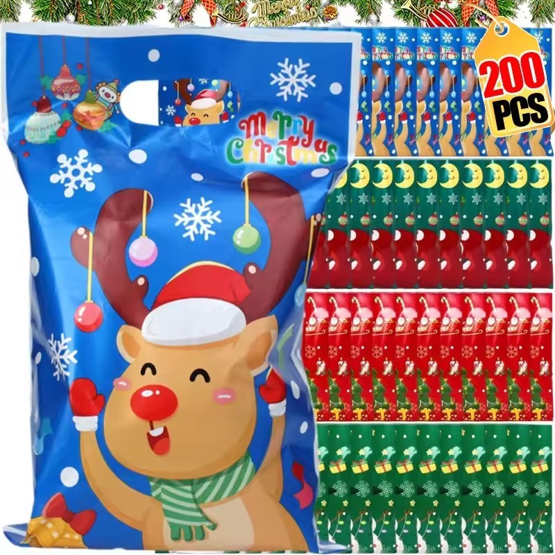 50/100/200pcs Merry Christmas Candy Gift Bags / Xmas Santa Claus ...