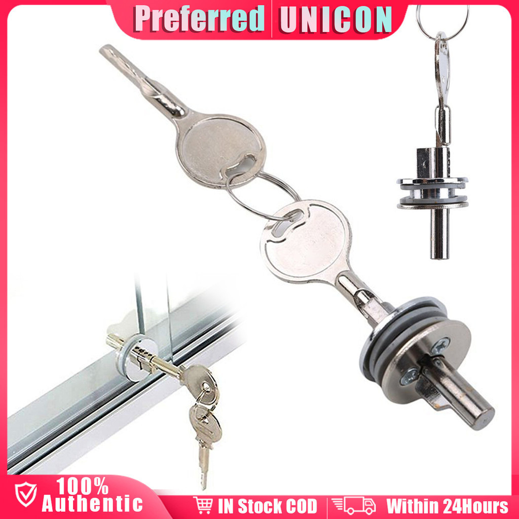 1Set Glass Lock with Key Cupboard Cabinet Locks Window Security Glass ...
