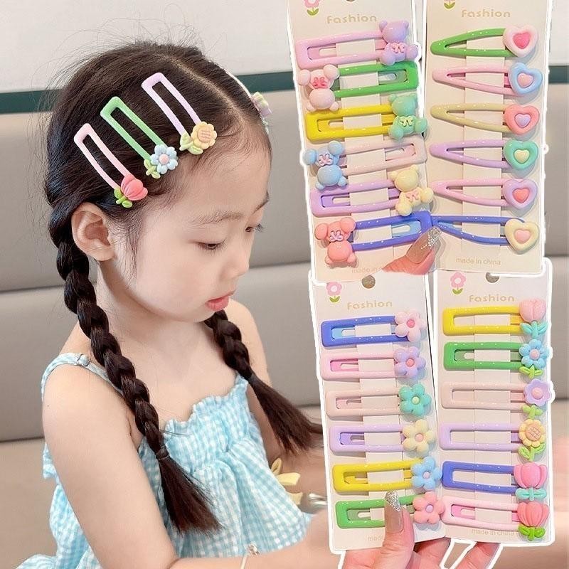 6PCS/SET Korean Side Bands Hair Clip Set for Kids Girls Cute Bb Clip ...